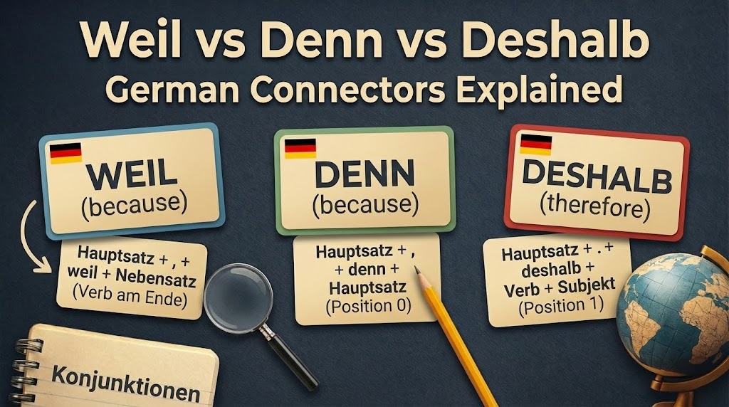 Weil vs Denn vs Deshalb: German Connectors Explained (+ Word Order ...